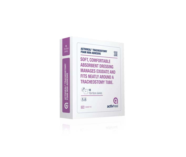 ActivHeal Non Adhesive Foam Tracheostomy 10 x 10cm | Hello Medical